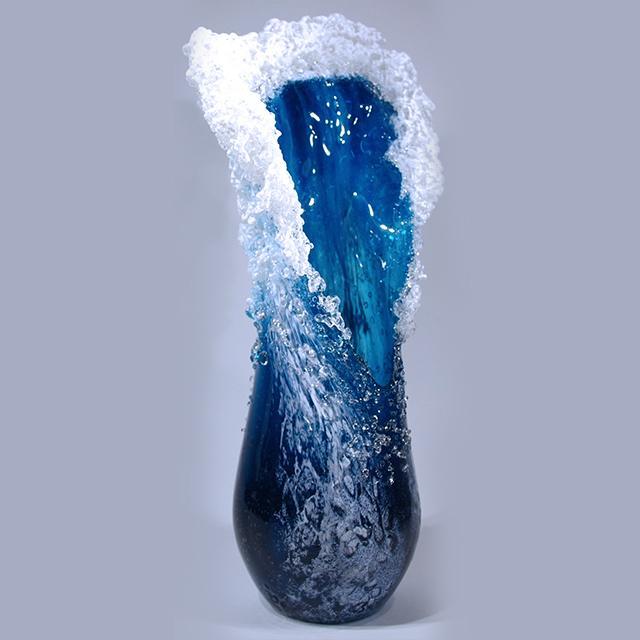 Majestic Wavy Vase Beautiful Ocean Wave Fused Glass Resin Vase – Mebior