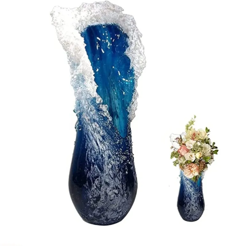 Majestic Wavy Vase Beautiful Ocean Wave Fused Glass Resin Vase – Mebior